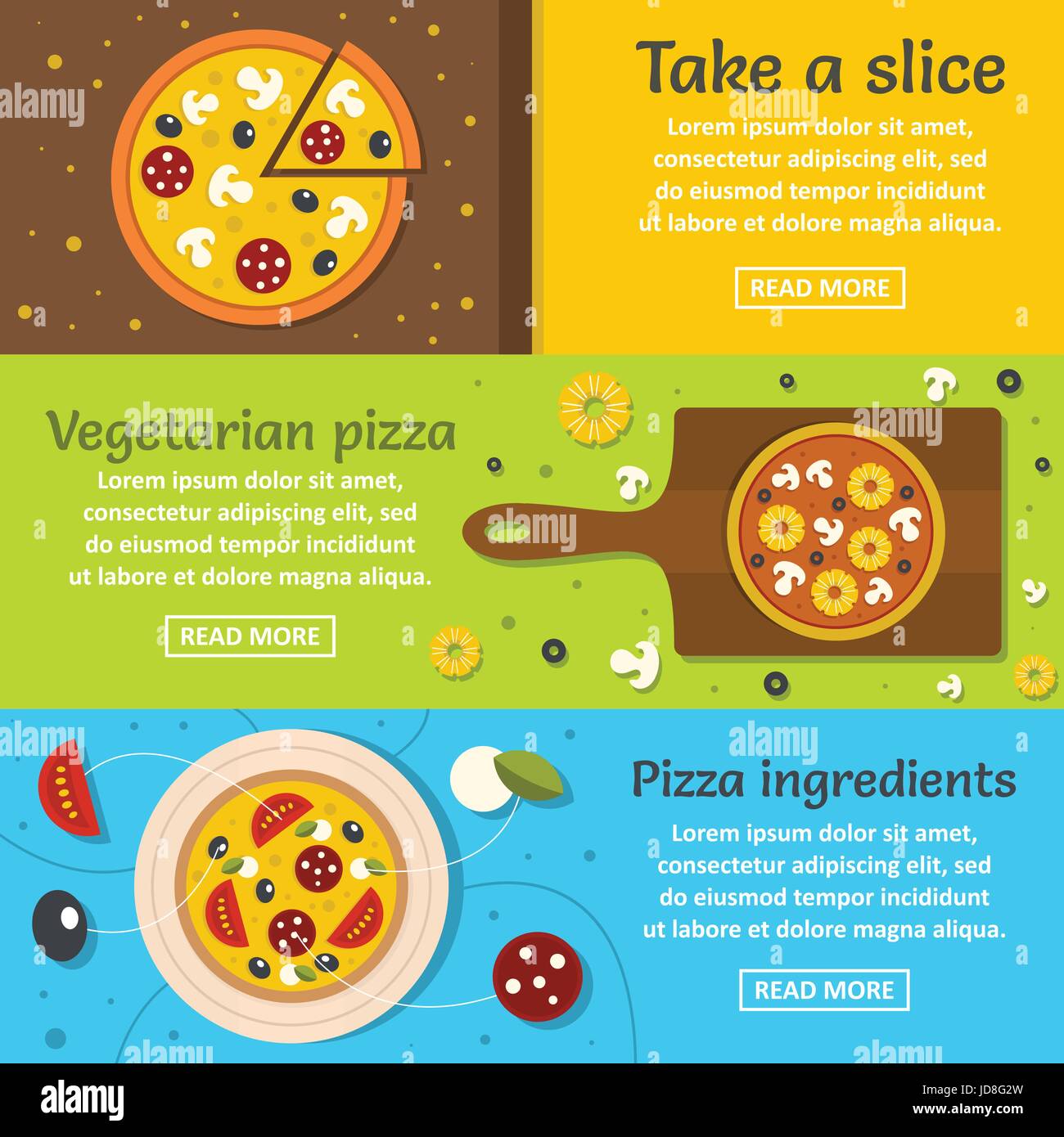 Pizza slice vegetarian banner vector Stock Vector Images - Alamy