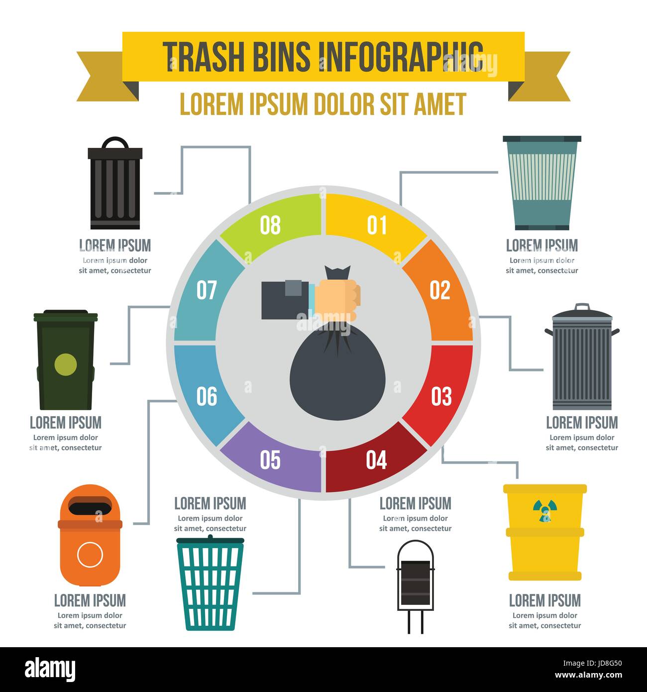 Trash bins infographic concept, flat style Stock Vector Image & Art - Alamy