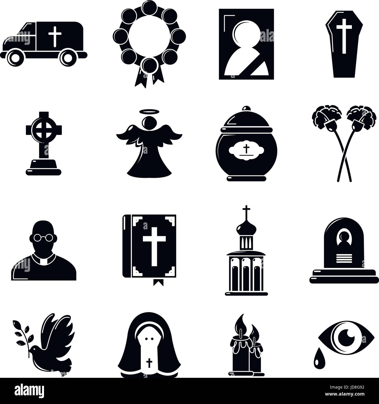 Funeral ritual service icons set, simple style Stock Vector Image & Art ...
