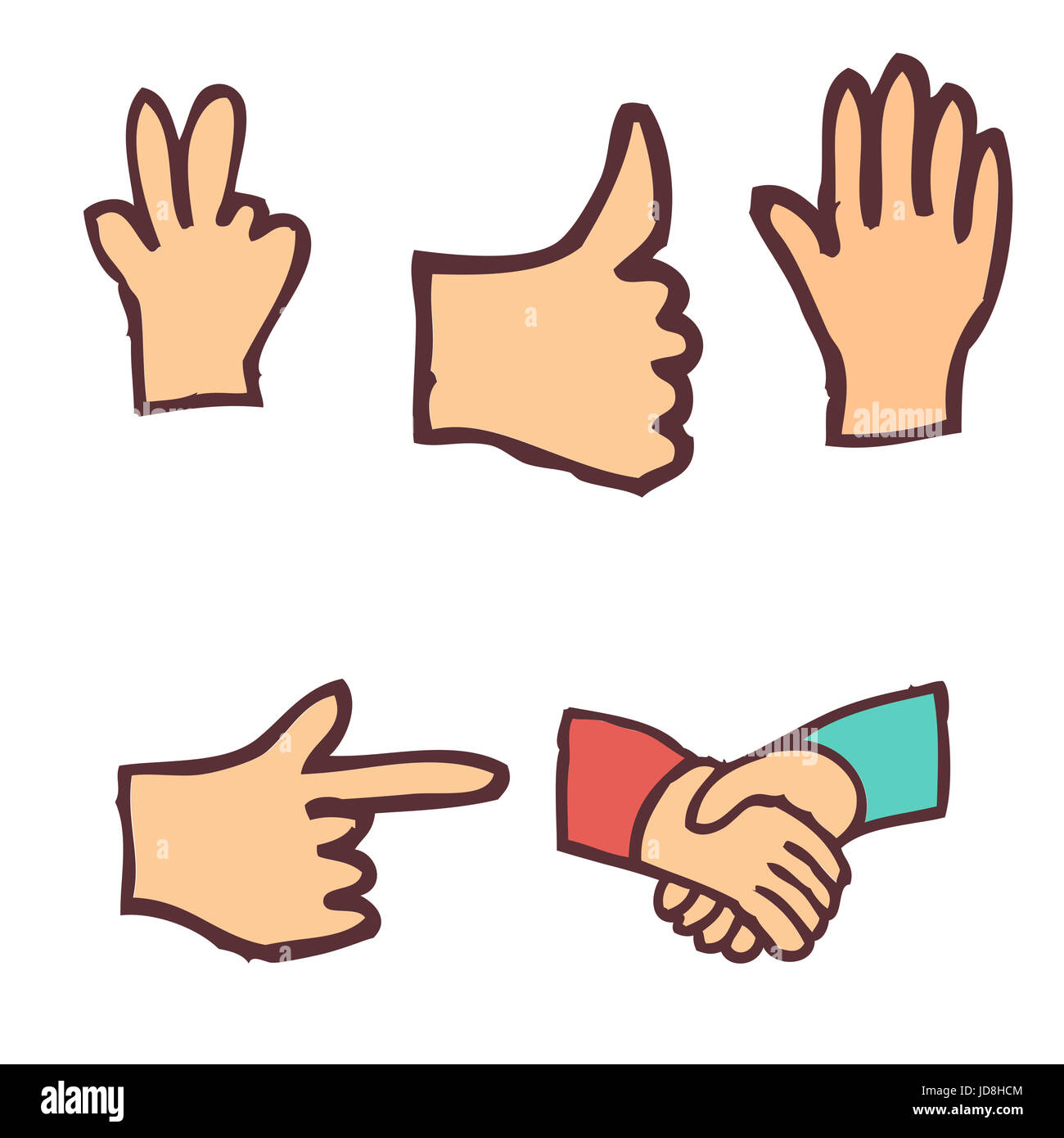 various hand signs illustration isolated on white background Stock ...