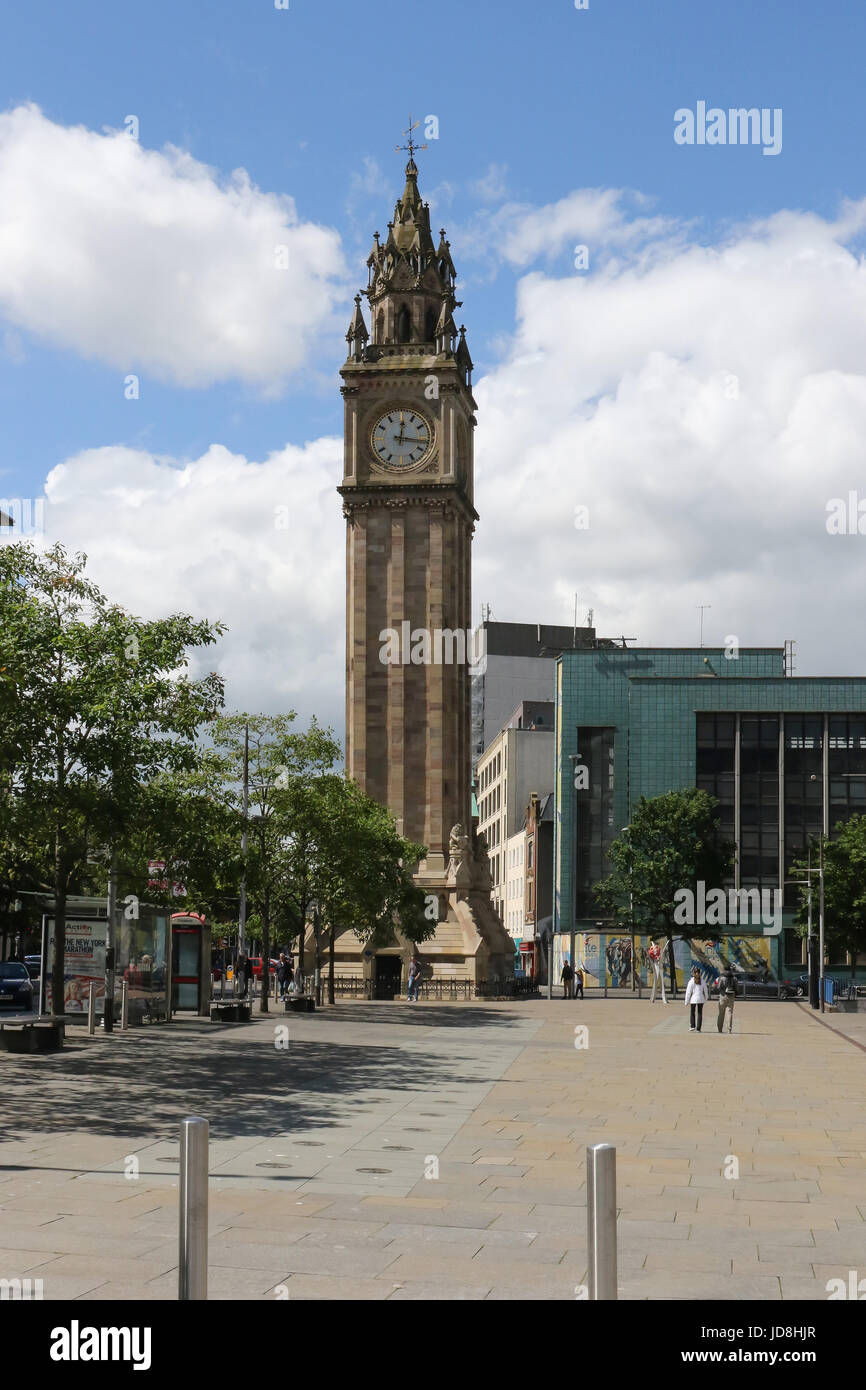The Albert Memorial Clock in Queen's Square, Belfast Stock Photo - Alamy