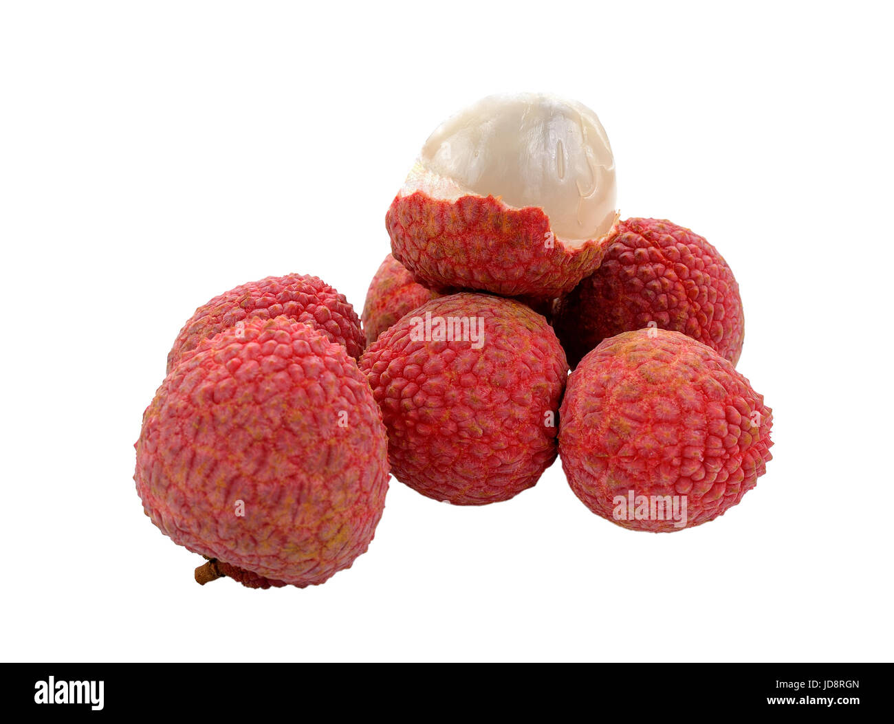 Lychees on a white background Stock Photo - Alamy