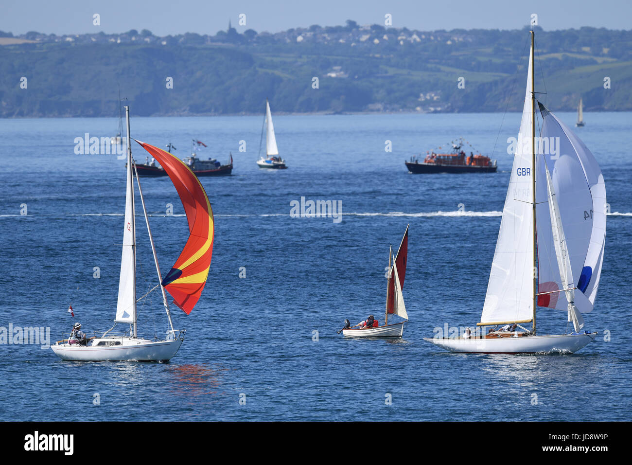 Falmouth Classics yachts sailing in Falmouth Bay Stock Photo - Alamy