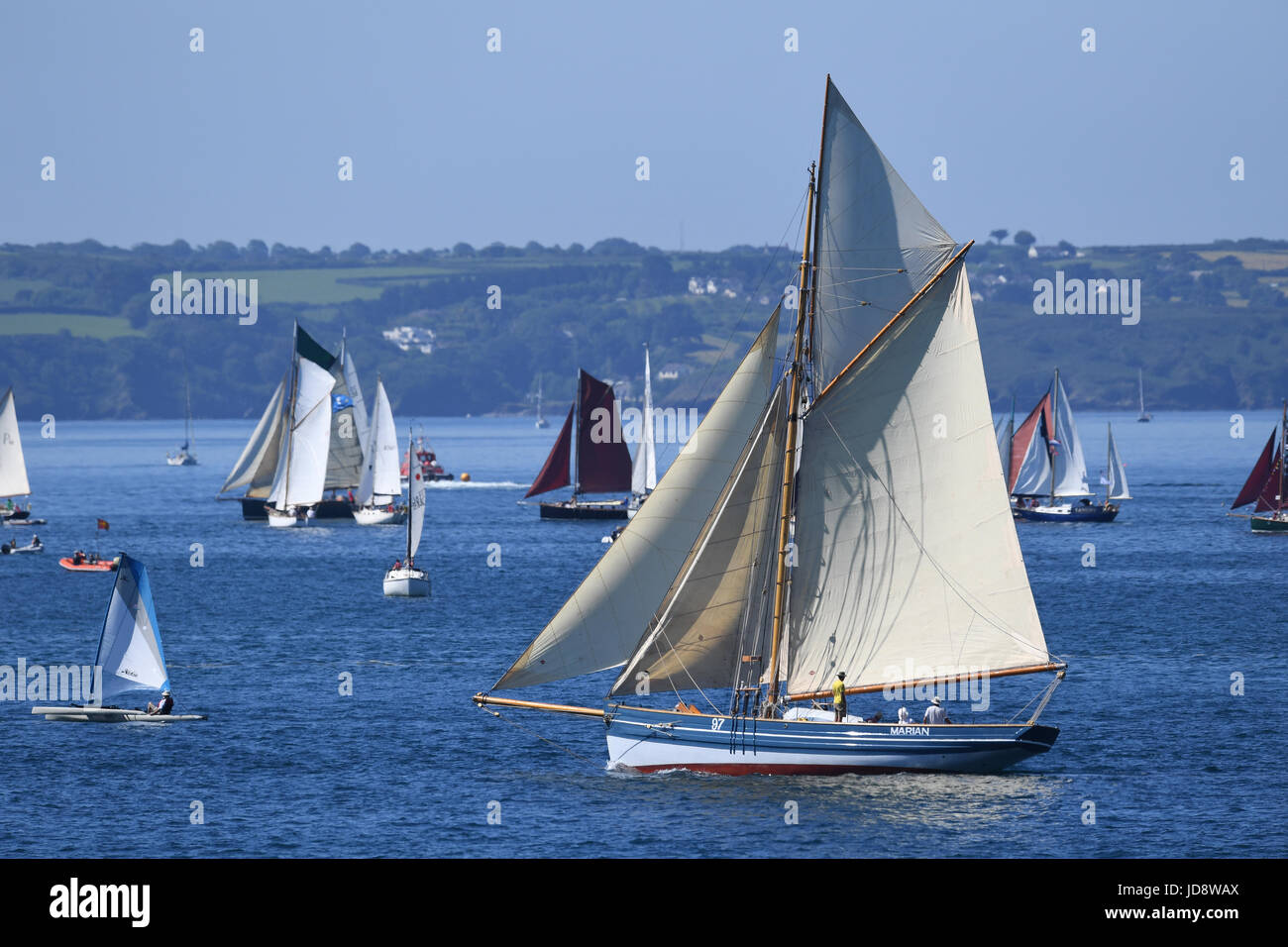 Falmouth Classics yachts sailing in Falmouth Bay Stock Photo - Alamy