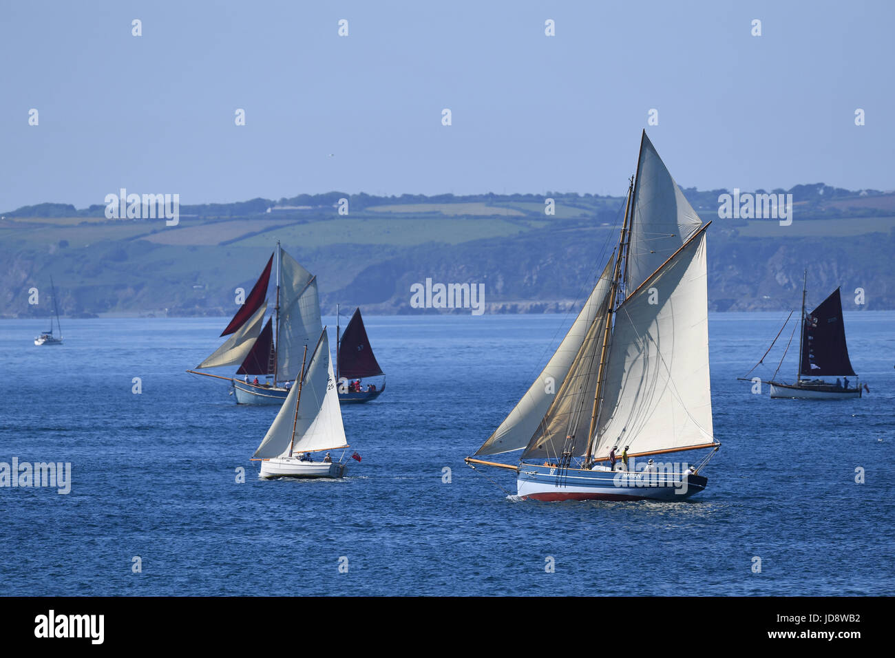 Falmouth Classics yachts sailing in Falmouth Bay Stock Photo - Alamy
