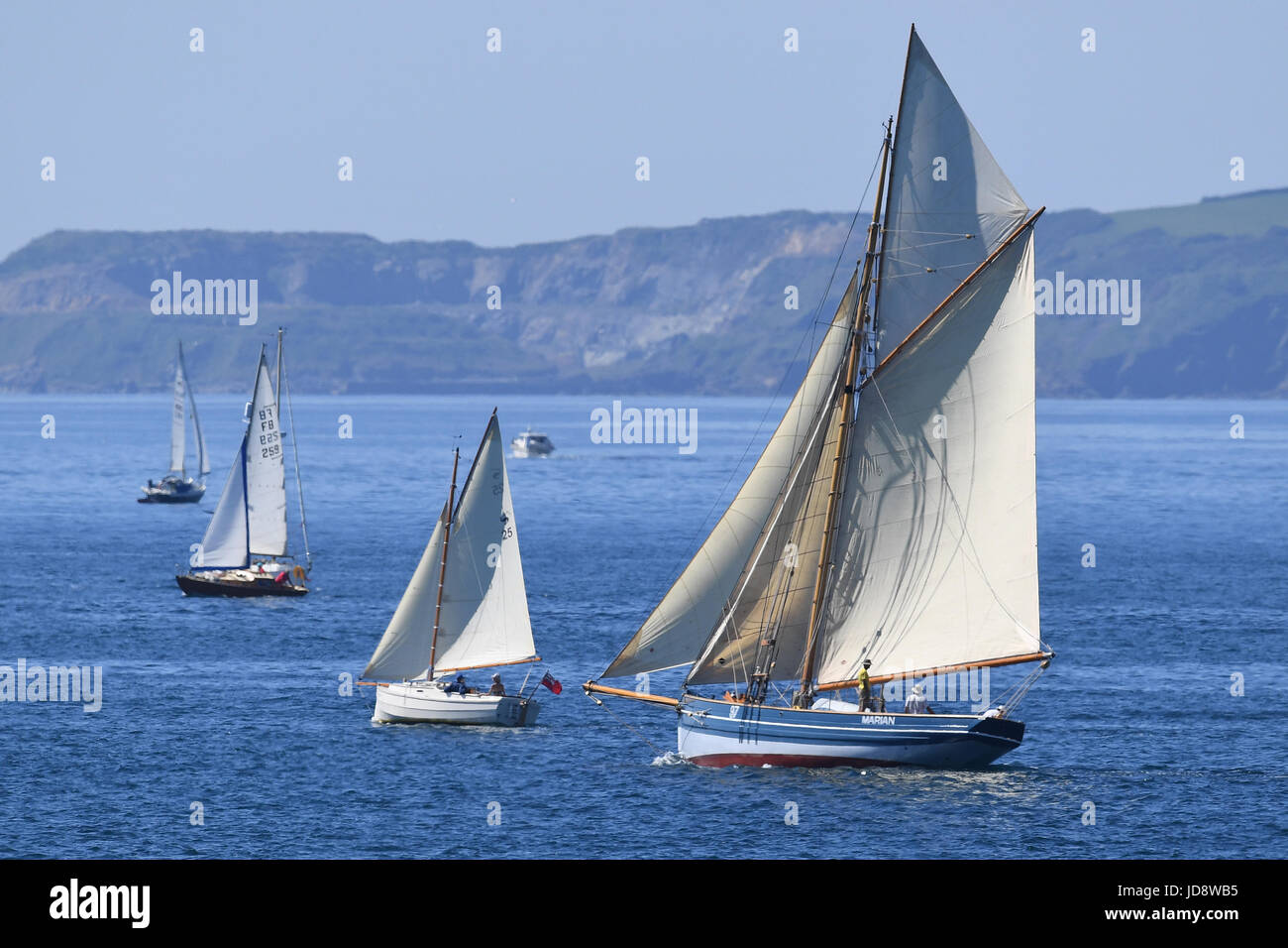 Falmouth Classics yachts sailing in Falmouth Bay Stock Photo - Alamy