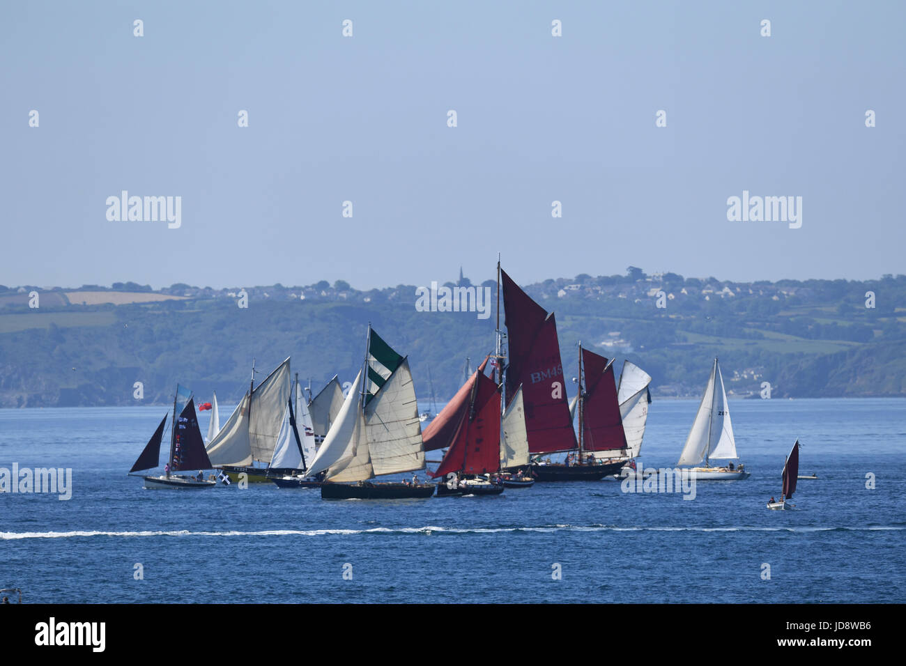Falmouth Classics yachts sailing in Falmouth Bay Stock Photo - Alamy