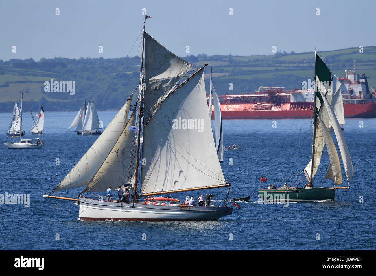 Falmouth Classics yachts sailing in Falmouth Bay Stock Photo - Alamy