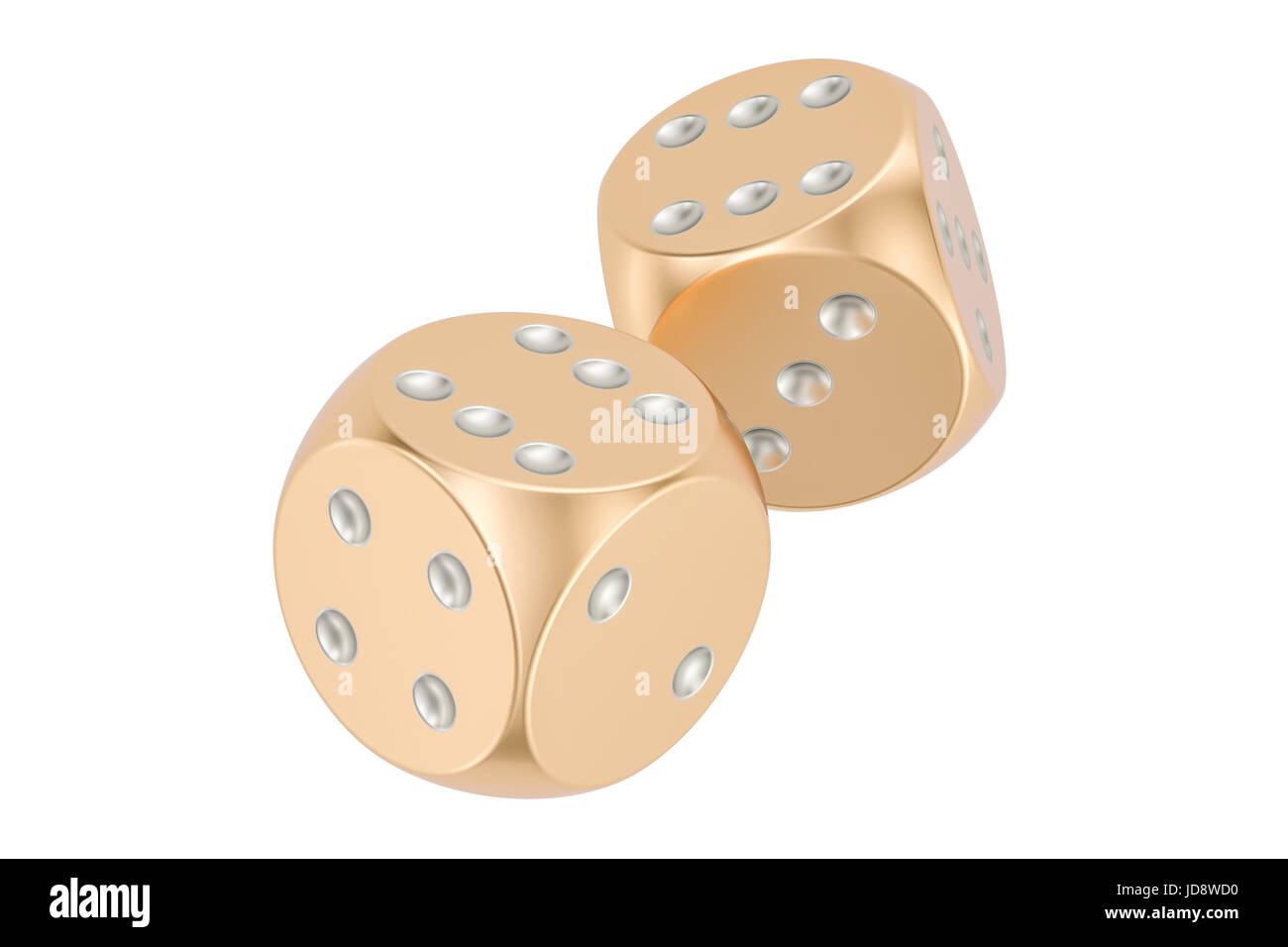 golden dice, 3D rendering isolated on white background Stock Photo - Alamy