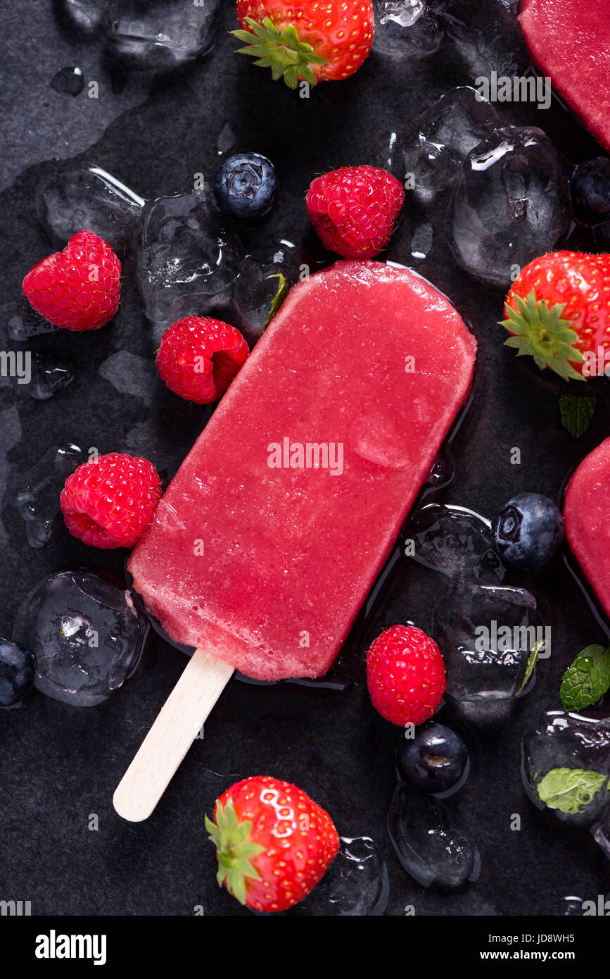 Red homemade popsicle, nostalgic flavour Stock Photo - Alamy