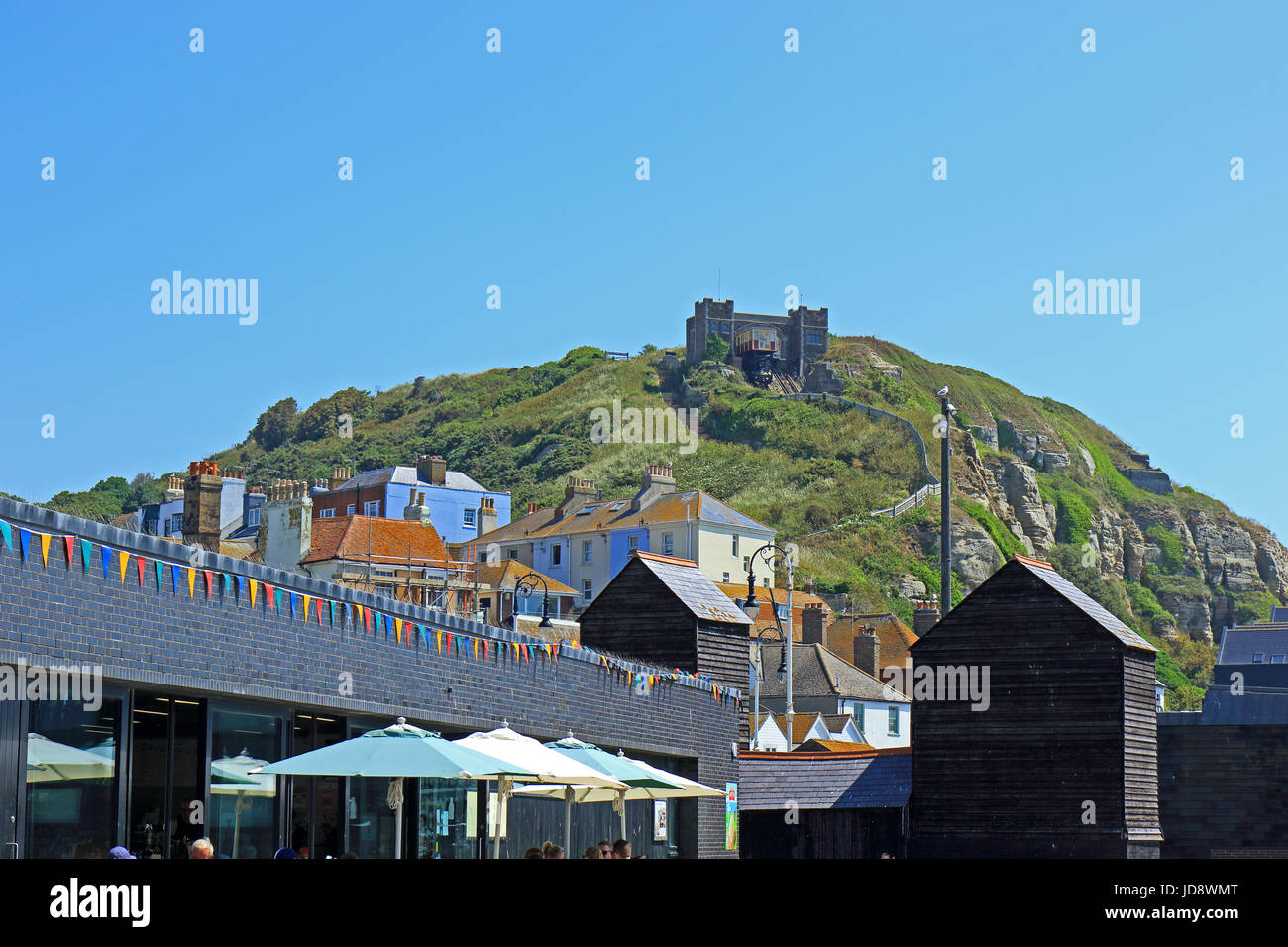 A view of the East cliffs in Hastings Stock Photo - Alamy