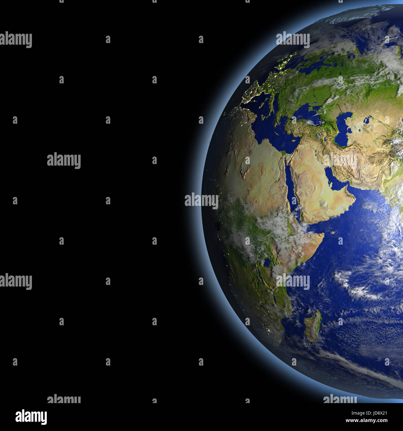 Middle East on planet Earth as seen from orbit in space. 3D ...