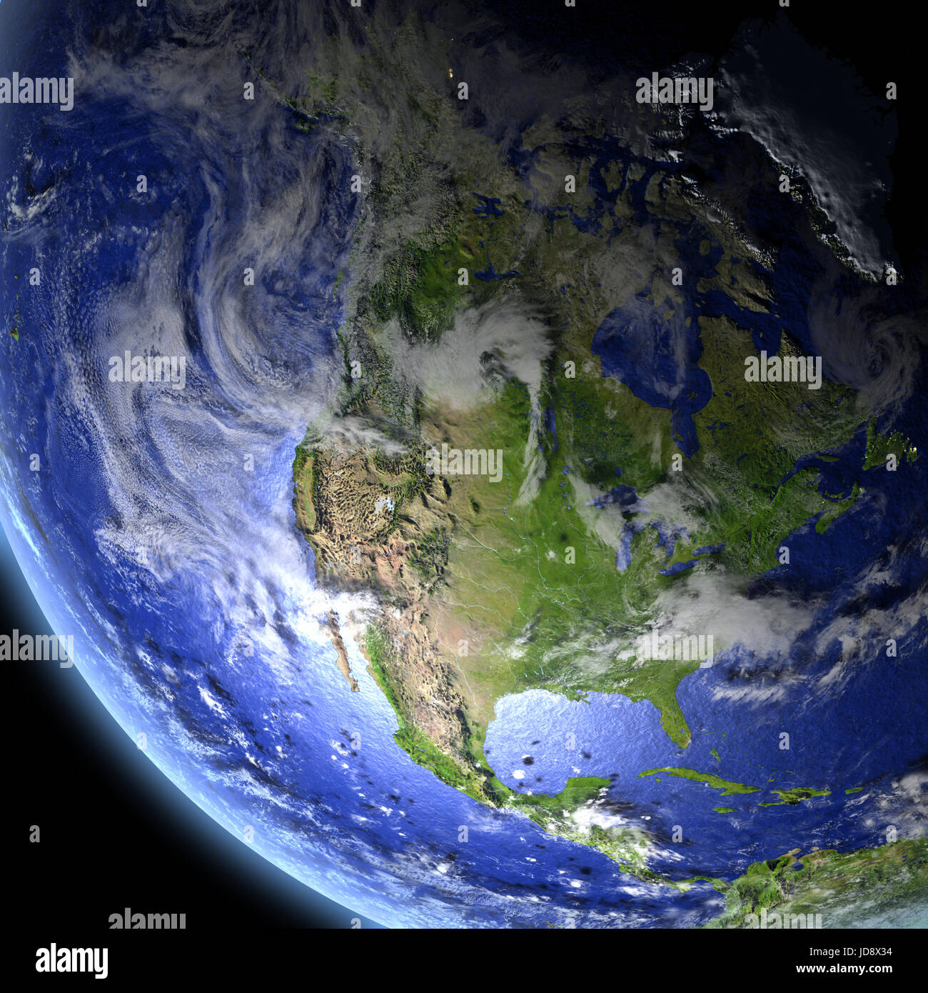 North America from Earth's orbit in space. 3D illustration with ...