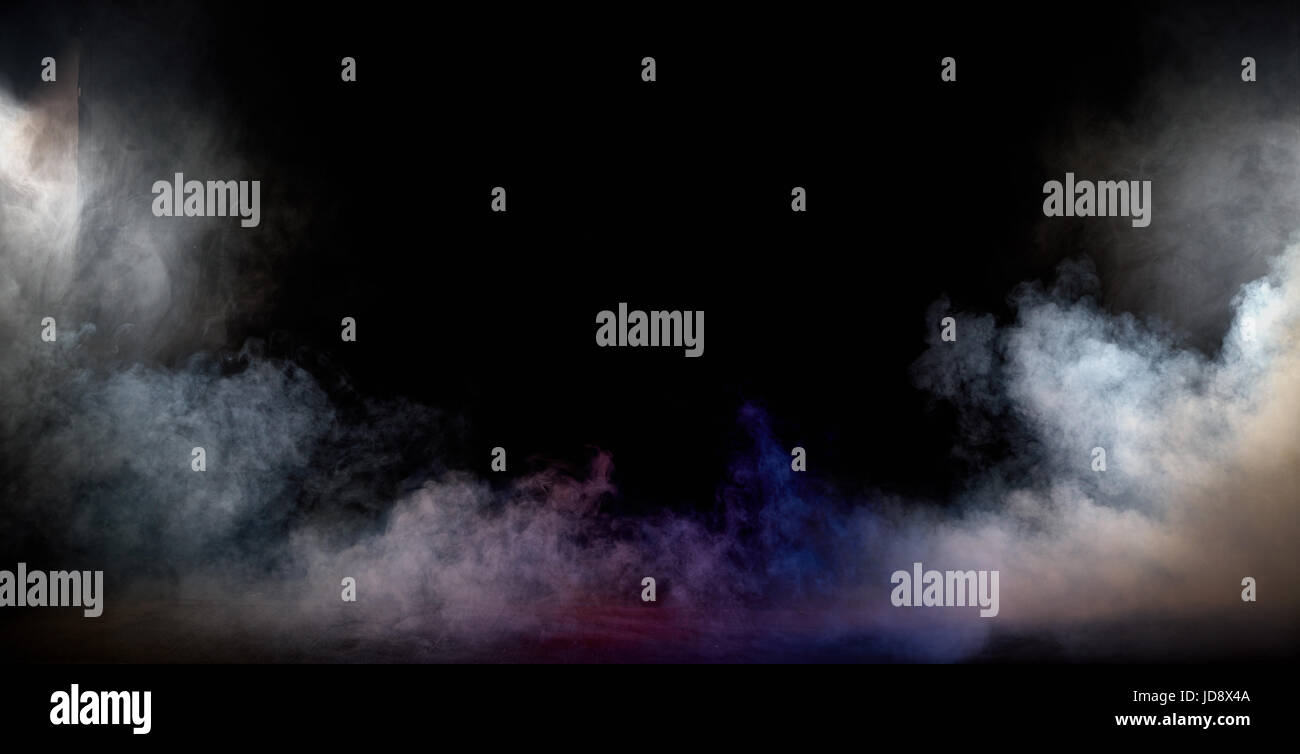 Dark interior full of dense, white smoke Stock Photo - Alamy