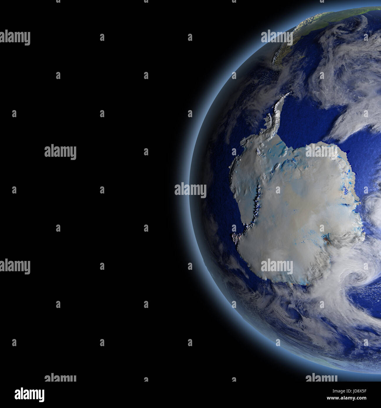 Antarctica on planet Earth as seen from orbit in space. 3D illustration ...