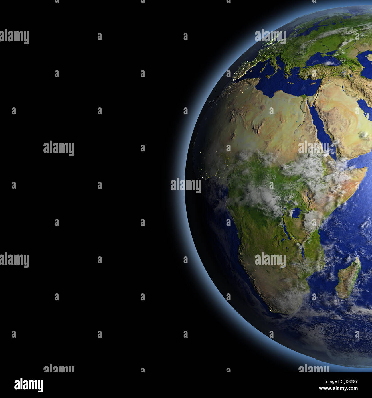 Africa on planet Earth as seen from orbit in space. 3D illustration ...