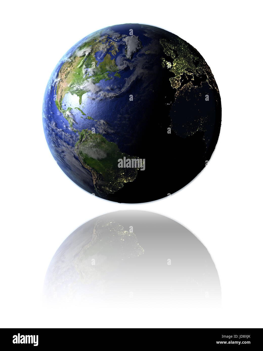 Model of planet Earth facing Northern Hemisphere hovering above ...
