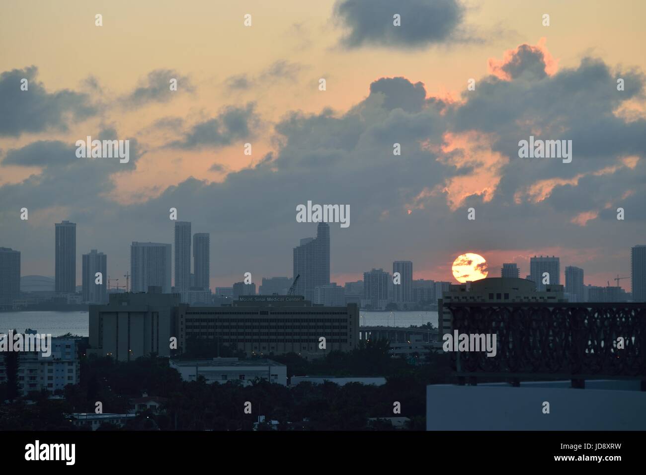 miami skyline at sunset Stock Photo - Alamy