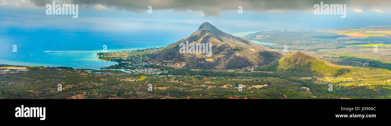 View from Piton de la Petite Riviere Noire, highest peak of Mauritius ...