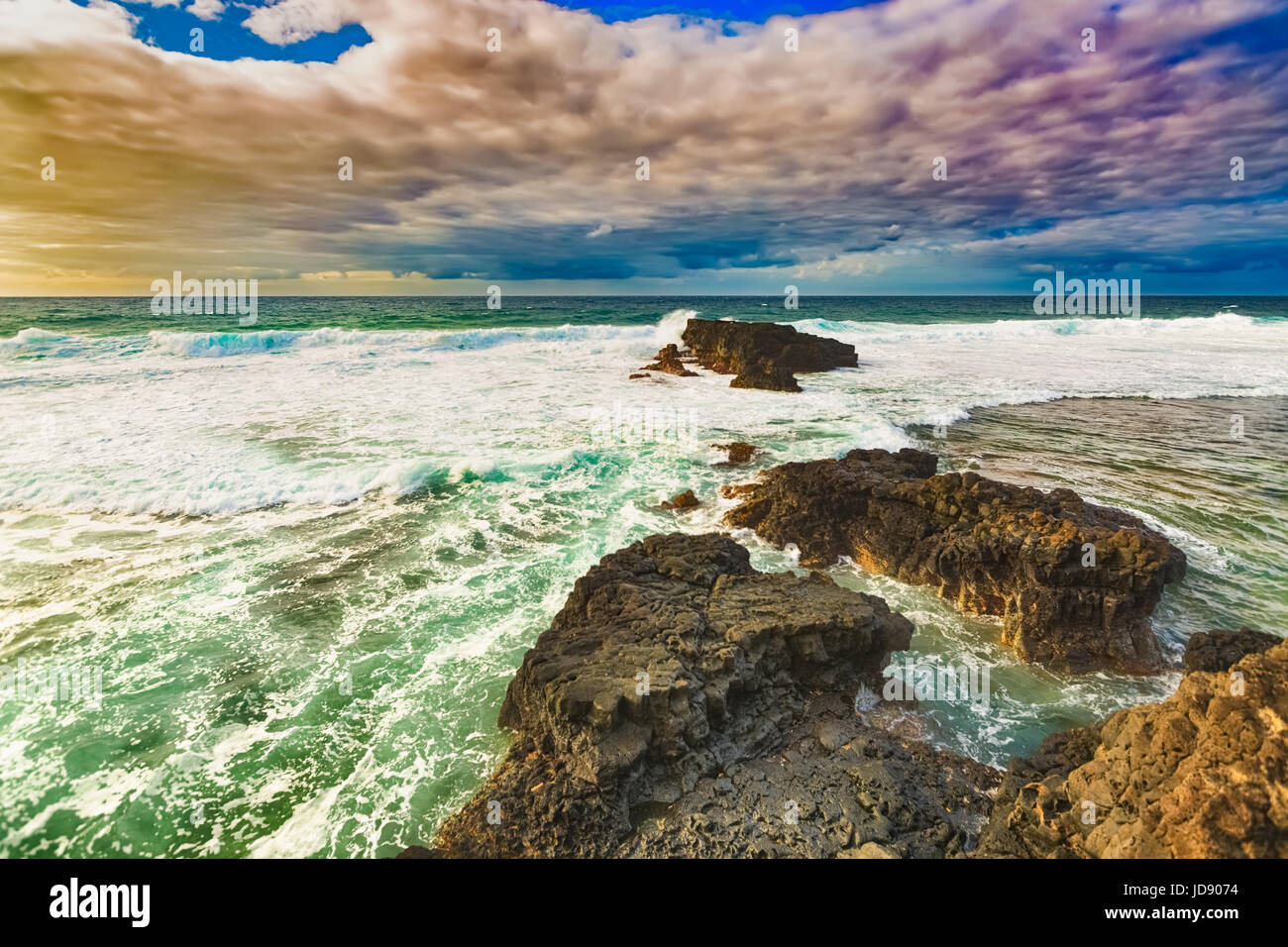 Coastal view at sunrise. Mauritius Stock Photo - Alamy