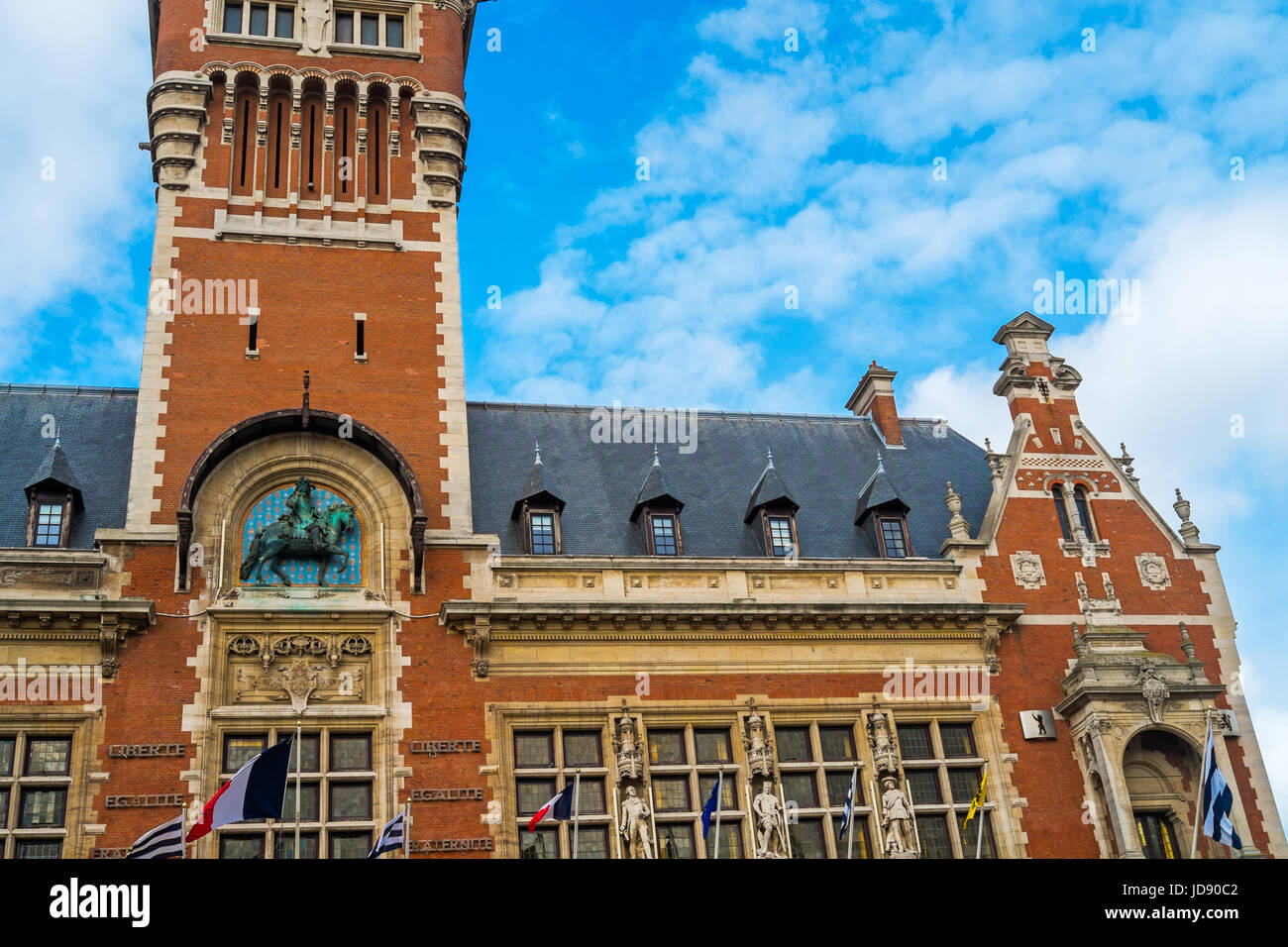 Architecture detail of Municipality of Dunkerque, France Stock Photo ...