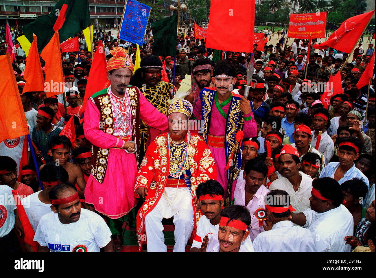 a may day procession at dhaka city bangladesh with showing the demo on ...
