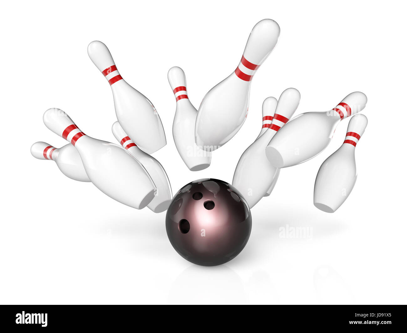 skittle and bowling ball action3 d rendering image Stock Photo - Alamy