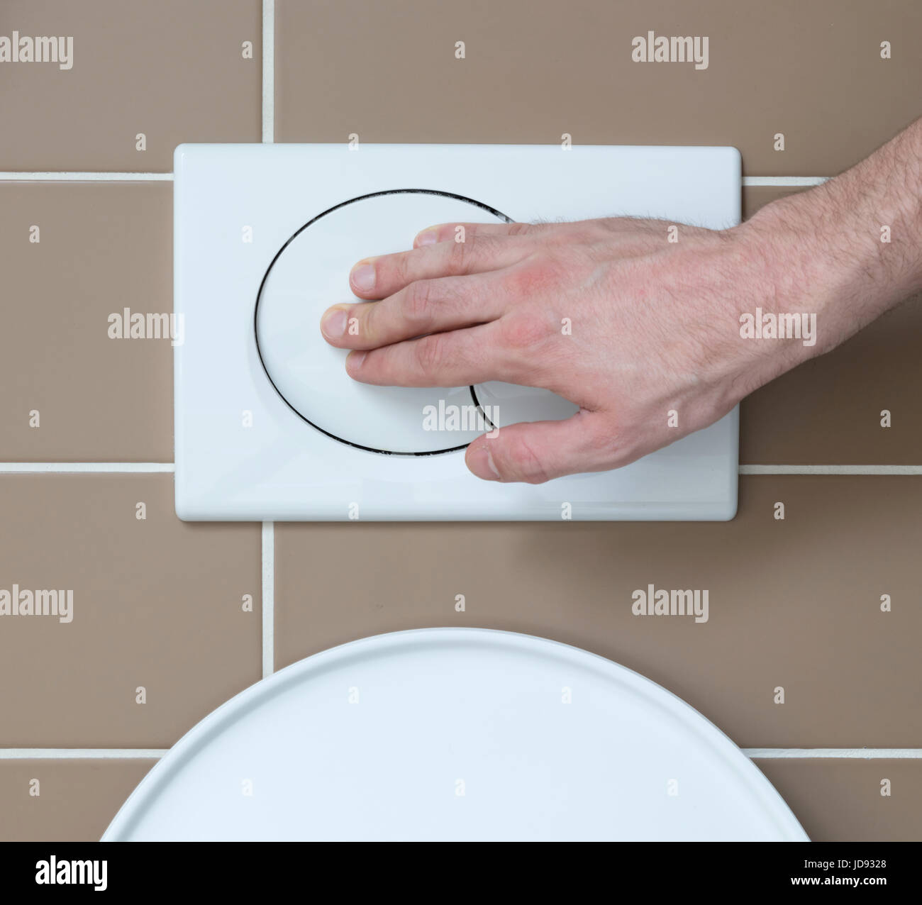 Economic toilet flush press with two separate buttons Stock Photo - Alamy