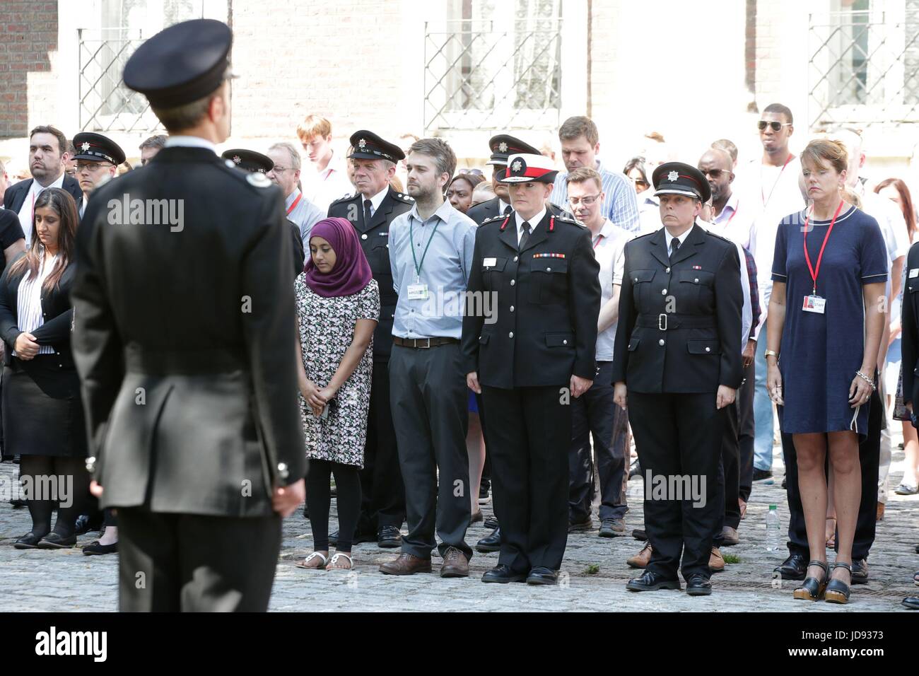 London Fire Brigade Commissioner Dany Cotton (red stripe hat) joins ...