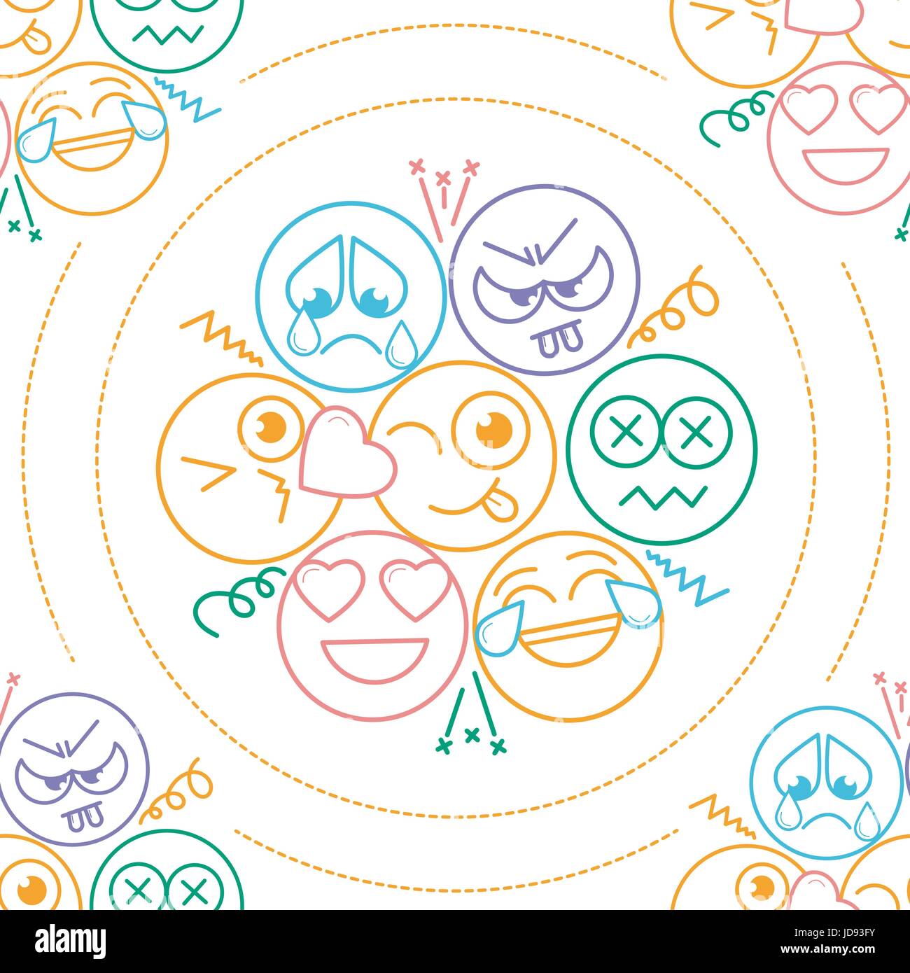Children's funny, seamless background in the form of an smiles and ...