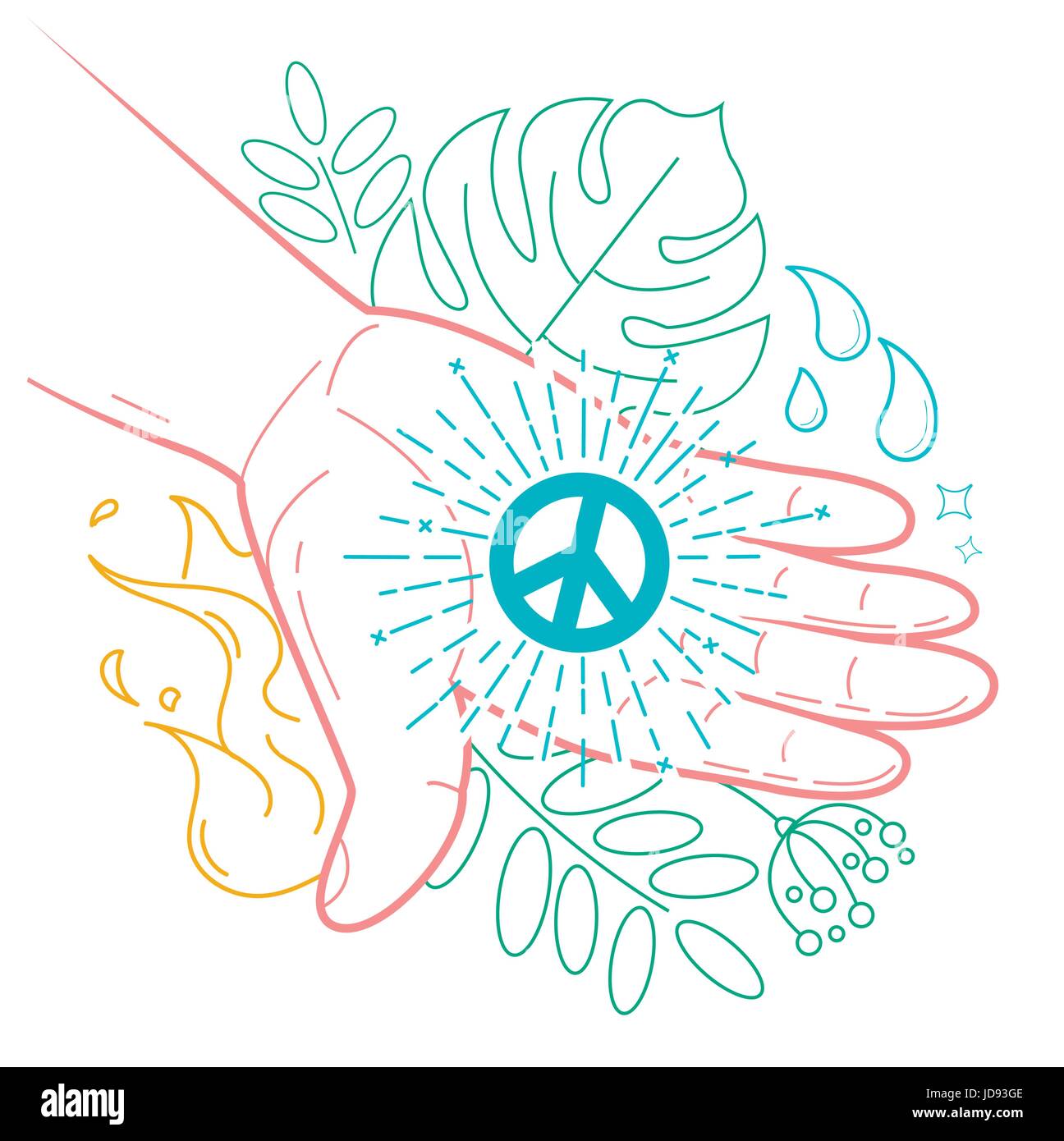 The concept of peace in the form of a hand with the symbol of peace ...