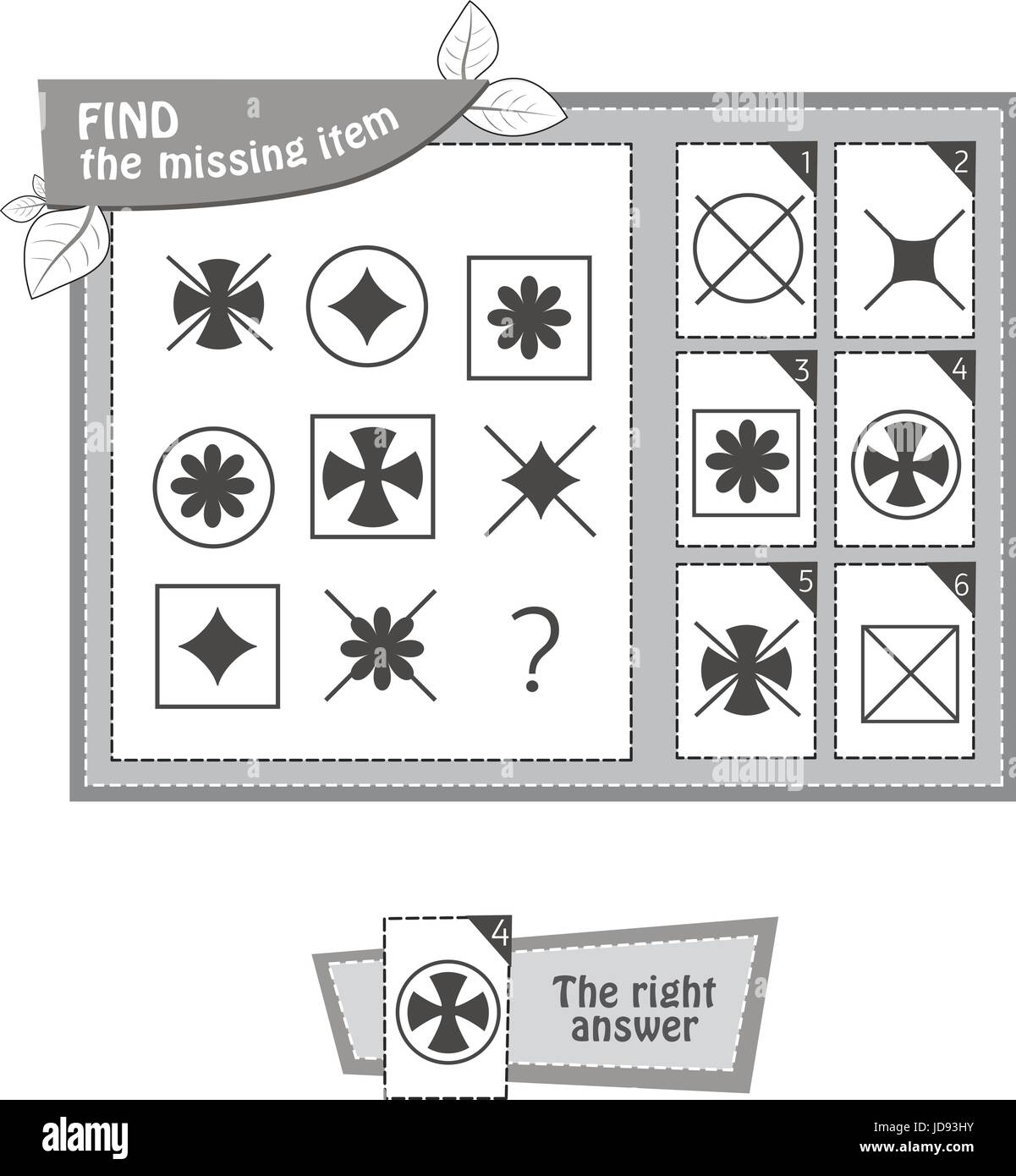 Visual Game for children summer. Task: find the missing item shape ...