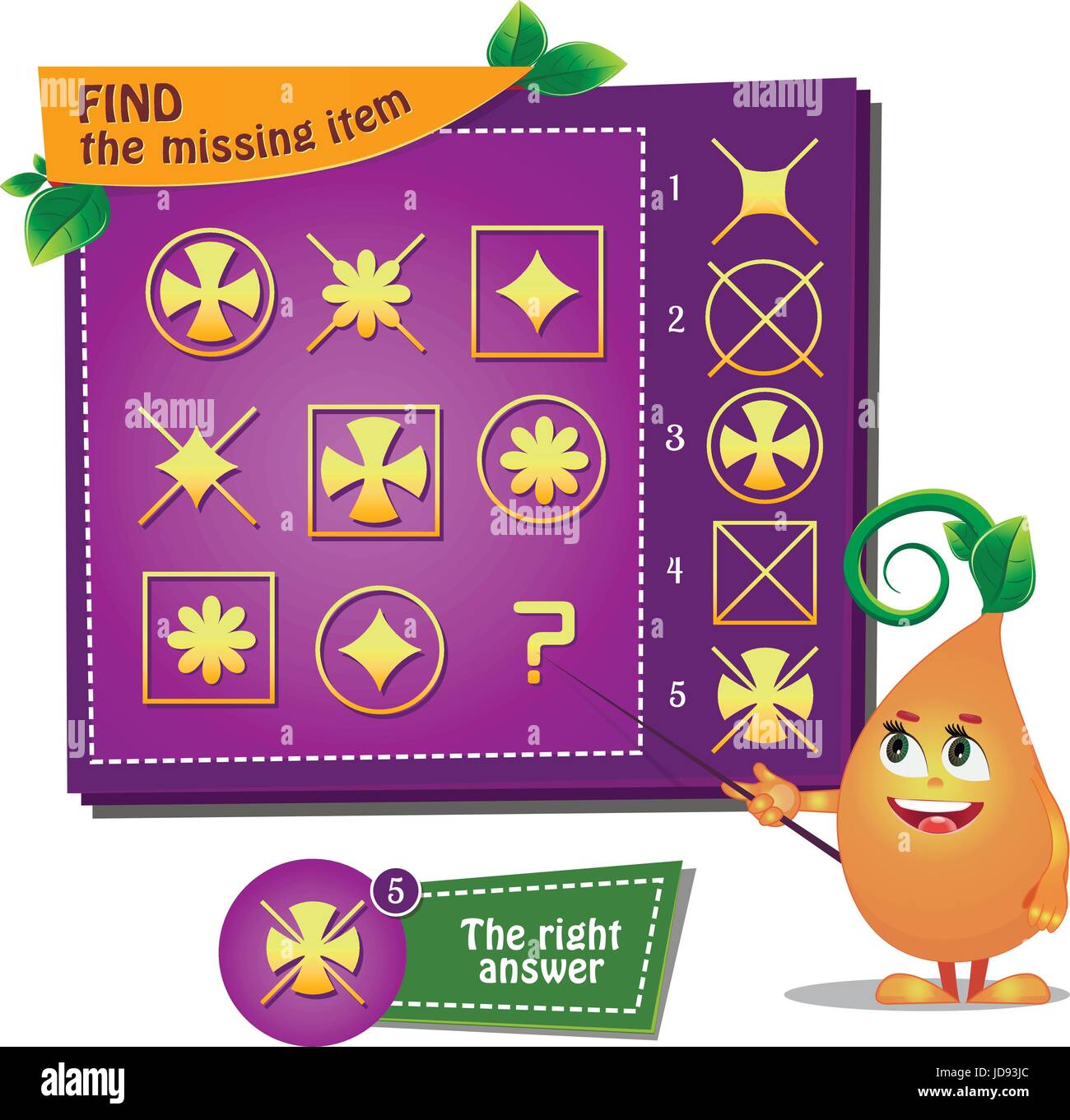 Visual Game for children summer. Task: find the missing item shape ...