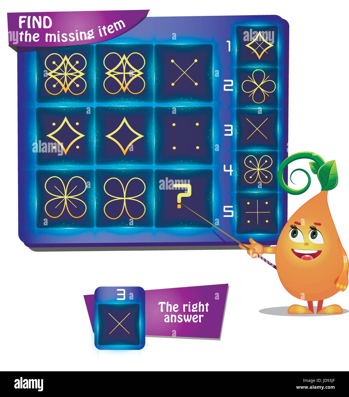 Visual Game for children summer. Task: find the missing item shape ...