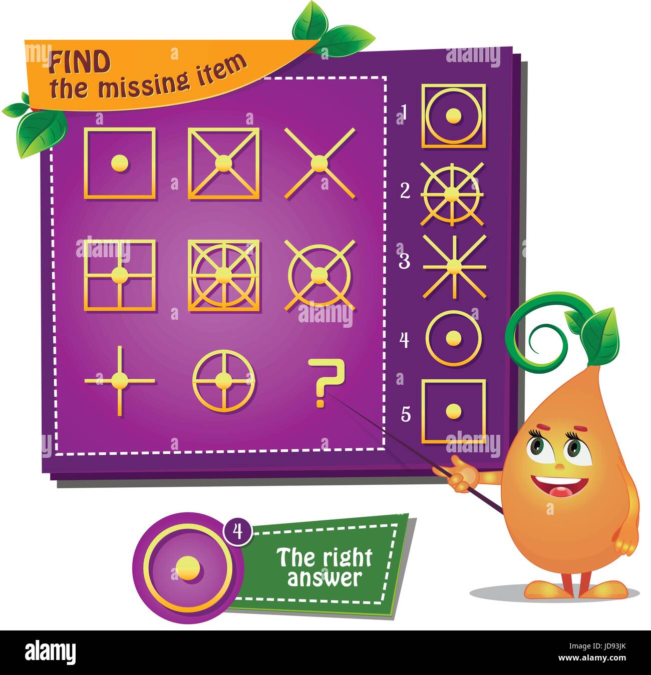 Visual Game for children summer . Task: find the missing item shape ...