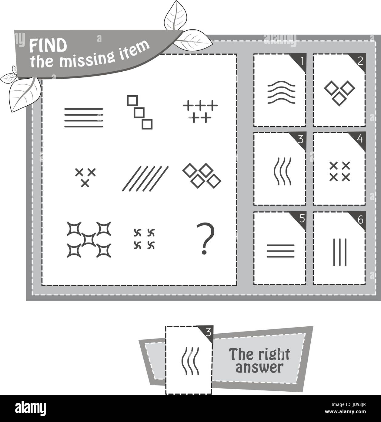 Visual Game for children summer. Task: find the missing item shape ...