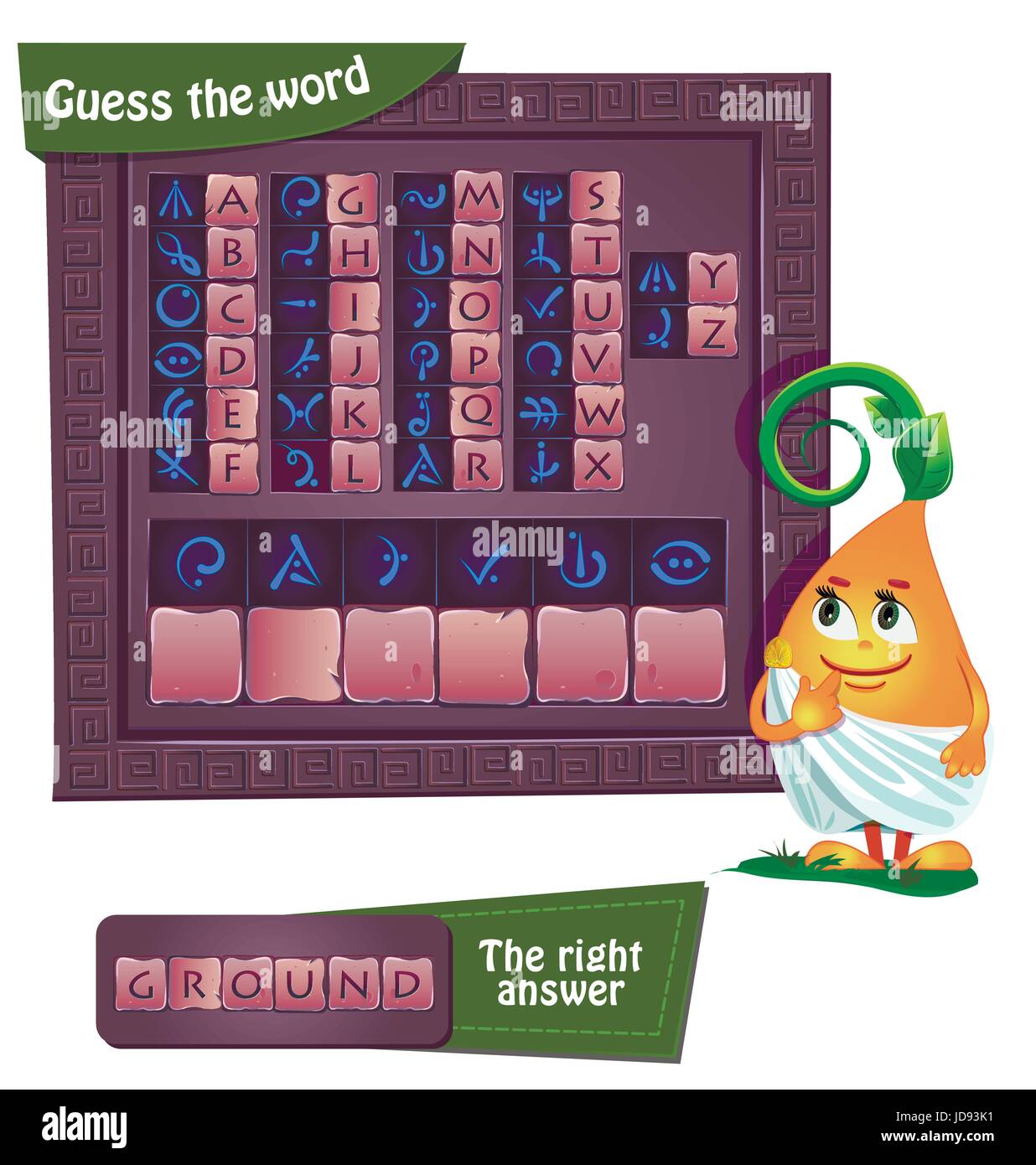 Visual Game for children. Task: guess the word. Right answer- ground ...