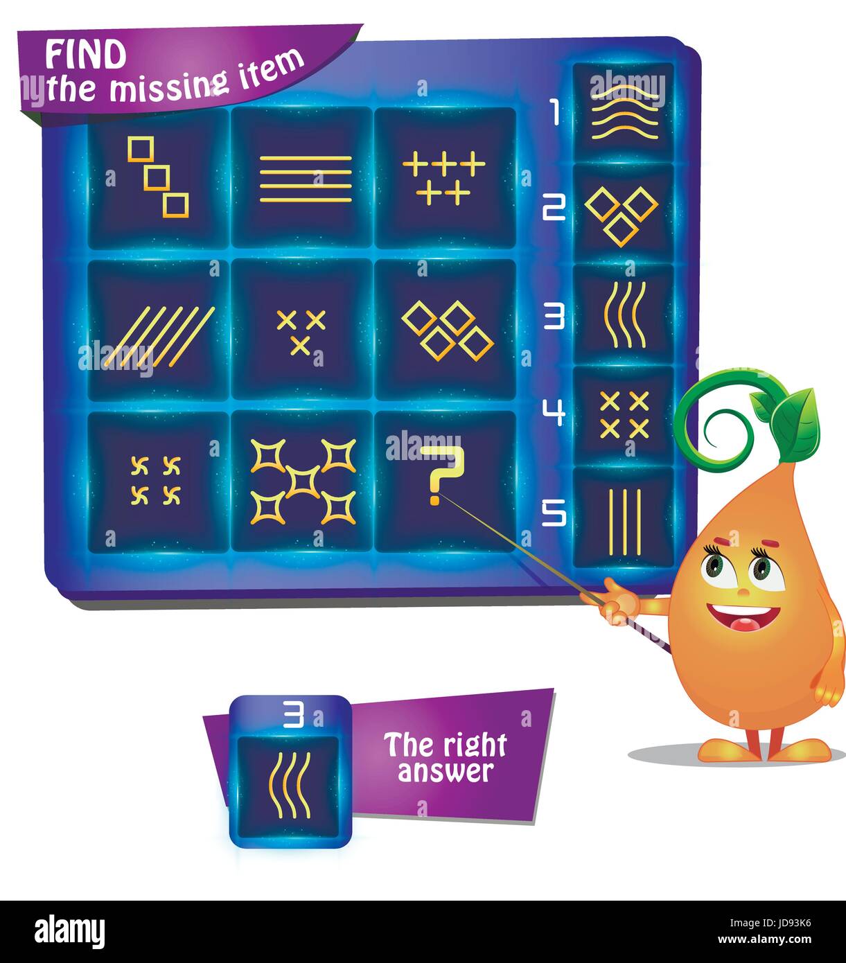 Visual Game for children summer. Task: find the missing item shape ...