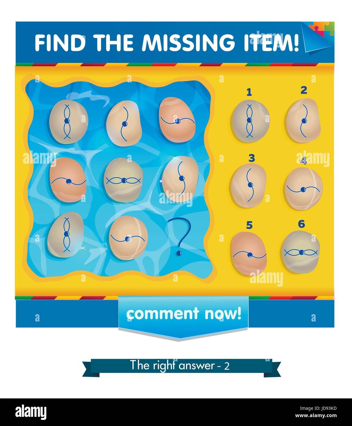 Visual Game for children summer. Task: find the missing item Stock ...