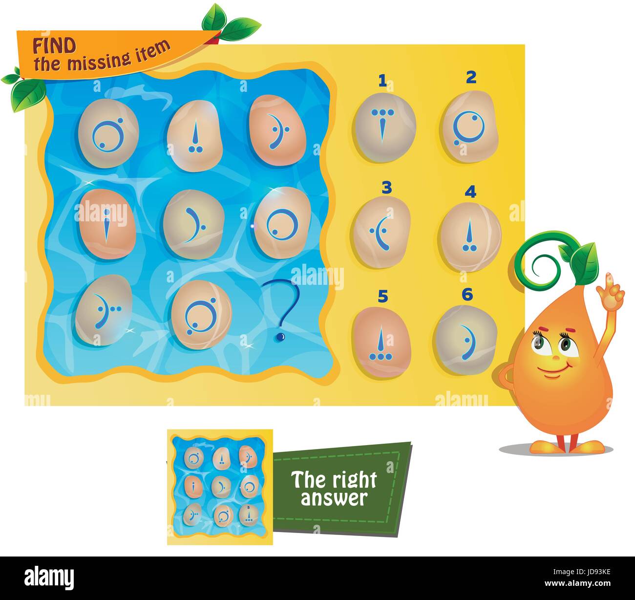 Visual Game for children summer. Task: find the missing item Stock ...