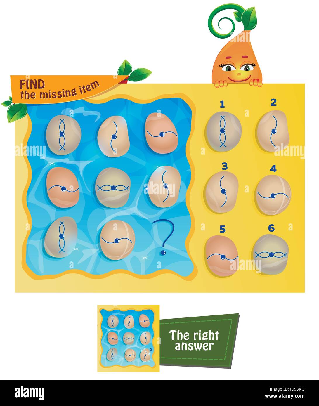 Visual Game for children summer. Task: find the missing item Stock ...