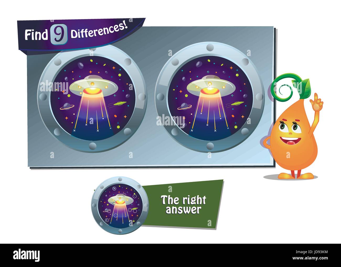 visual game for children and adults. Task to find 9 differences Stock ...