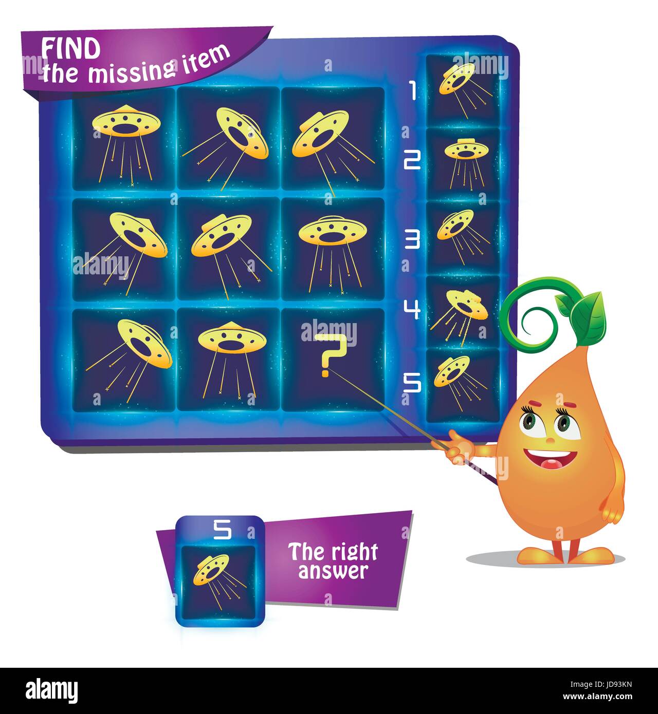 Visual Game for children summer. Task: find the missing item shape ...