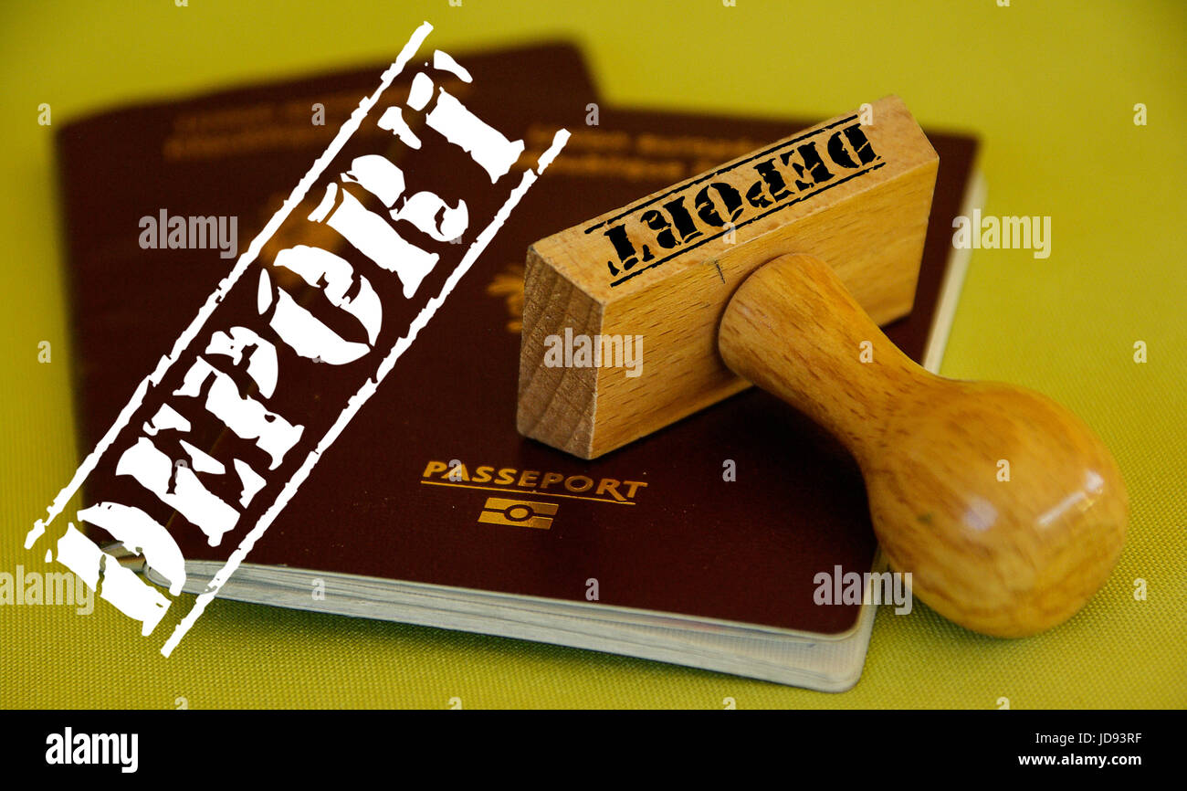 Passport with a deport Stamper Stock Photo - Alamy
