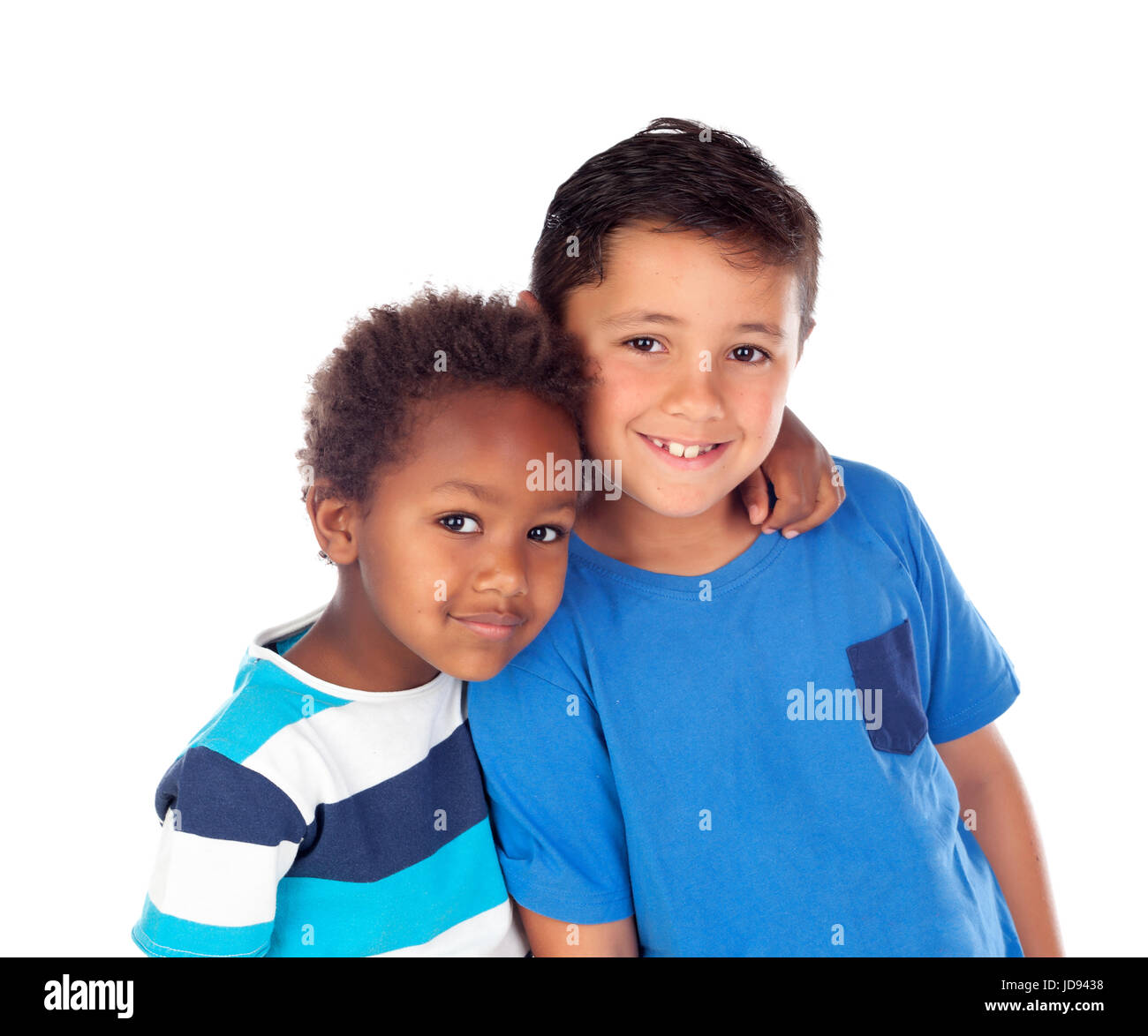 Two happy brothers isolated on a white background Stock Photo - Alamy