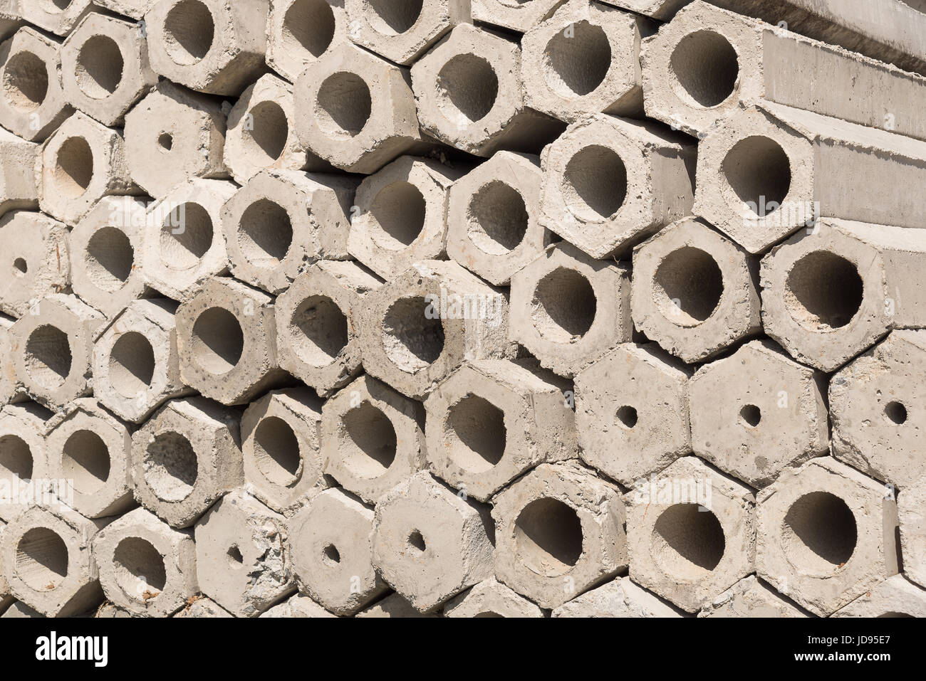 Hexagon pile used for foundations in small construction Stock Photo - Alamy