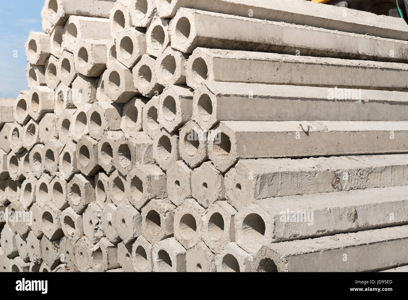 Hexagon pile used for foundations in small construction Stock Photo - Alamy