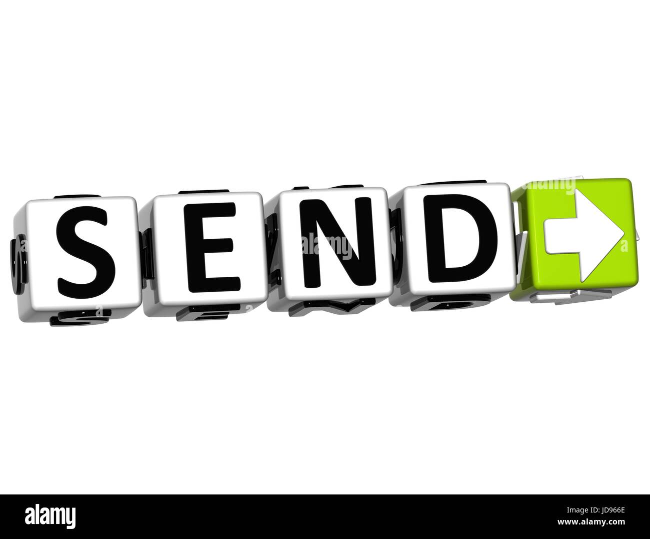 3D Send Navigation Button cube text over white background Stock Photo ...