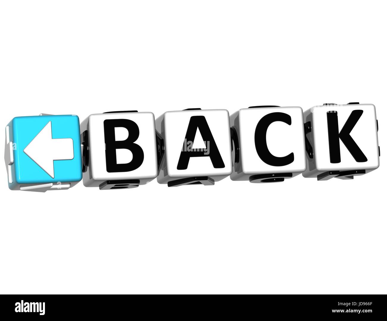3D Back Navigation Button cube text over white background Stock Photo ...