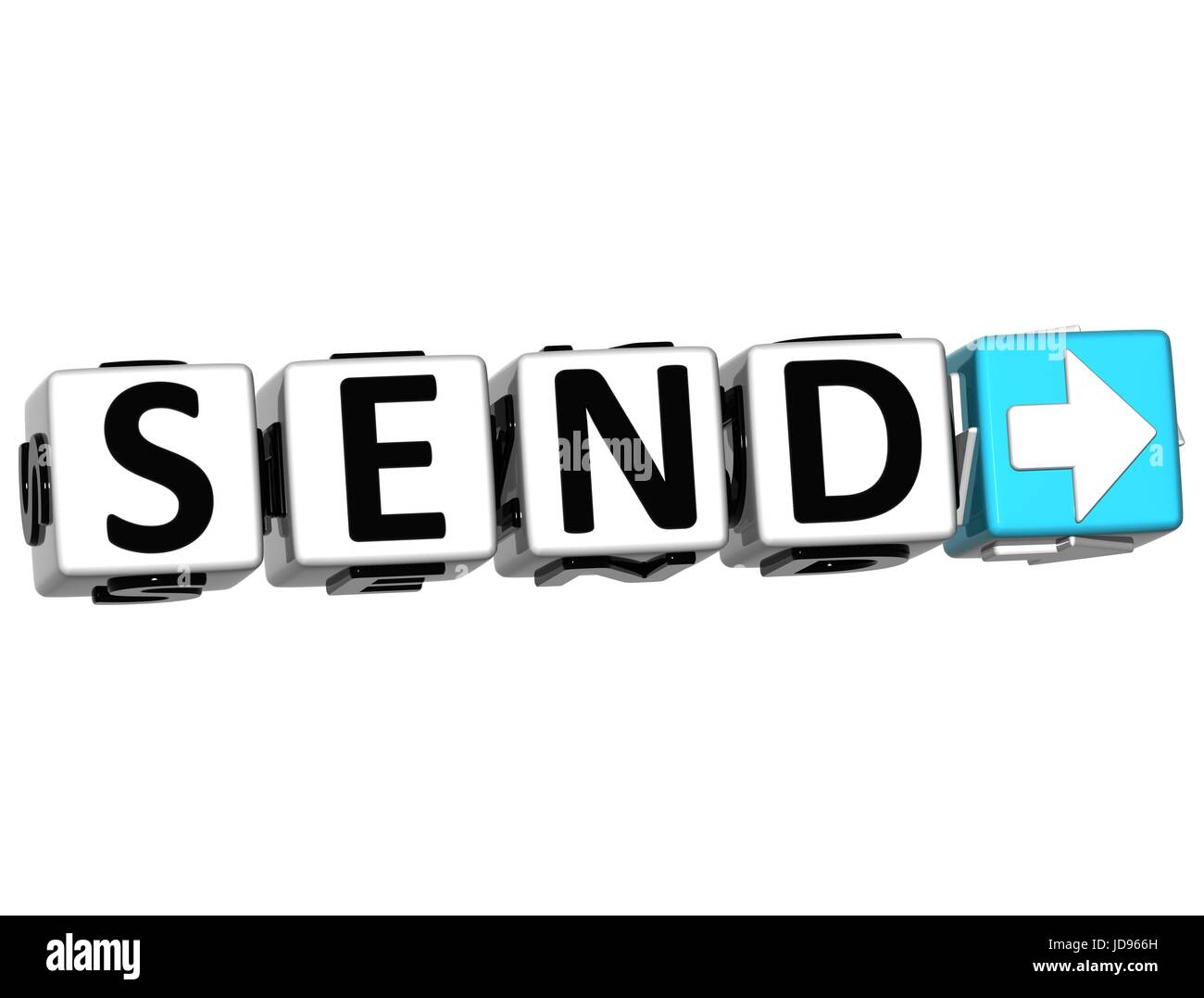 3D Send Navigation Button cube text over white background Stock Photo ...
